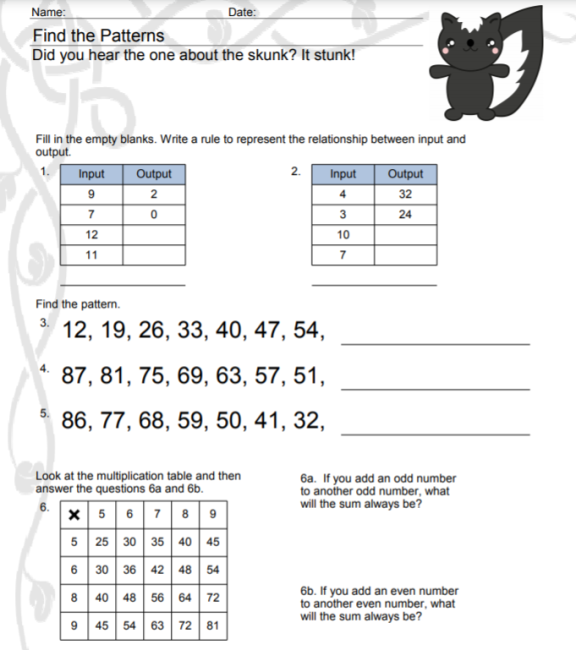 Find the Stinky Patterns Worksheet | EducationalResource